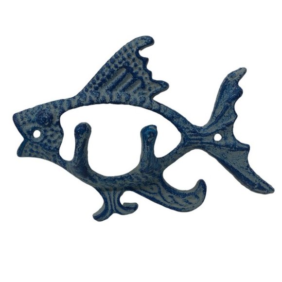 Cast Iron | Wall Decor | Blue Fish Bathroom Kitchen Pool Or Boat House ...